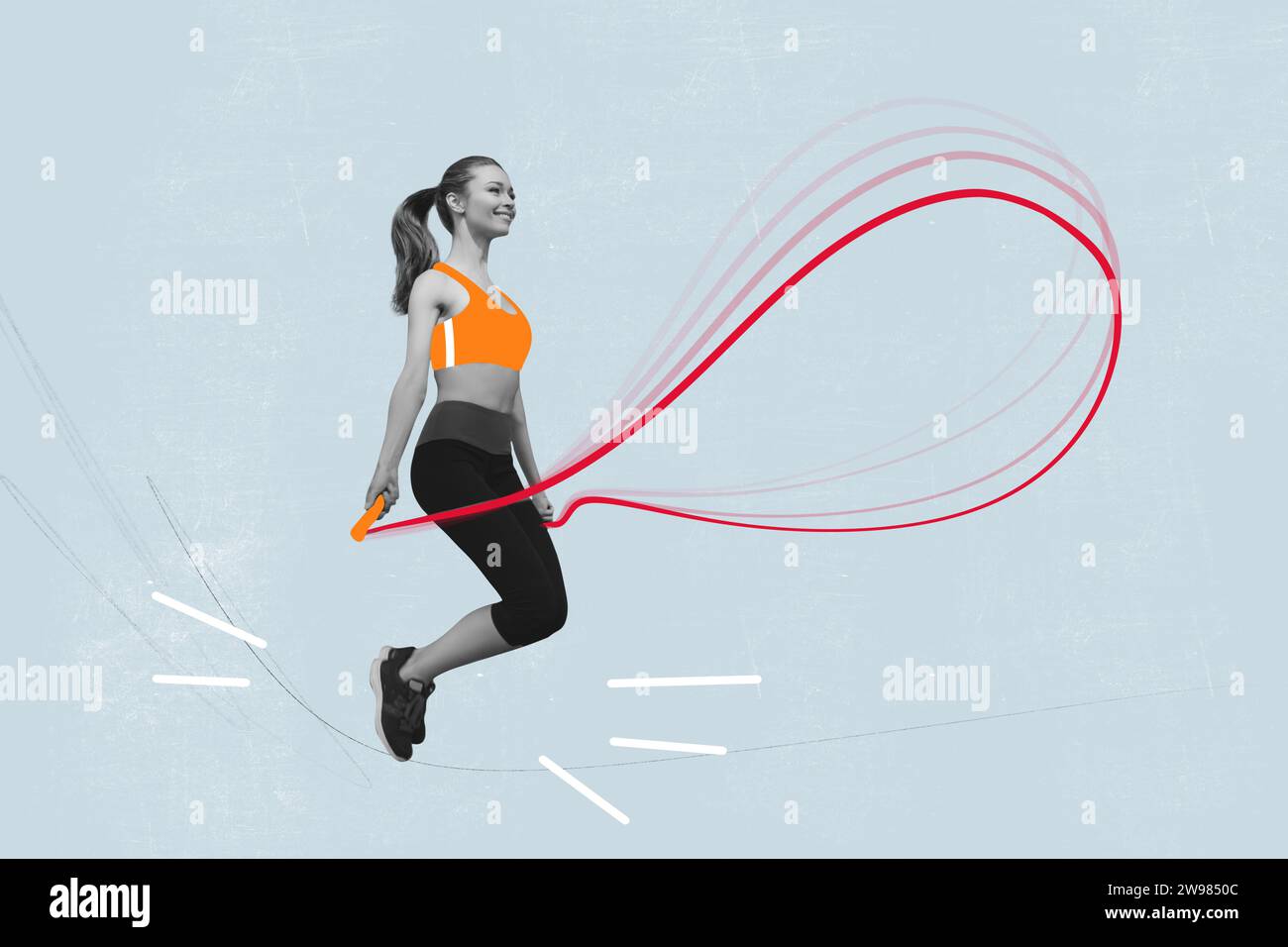 Creative poster collage image of determined sportswoman doing physical ...