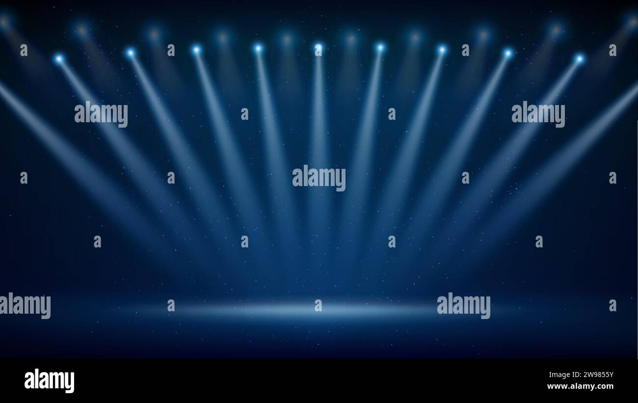 Stage, spotlight. Blue backdrop, background for displaying products ...