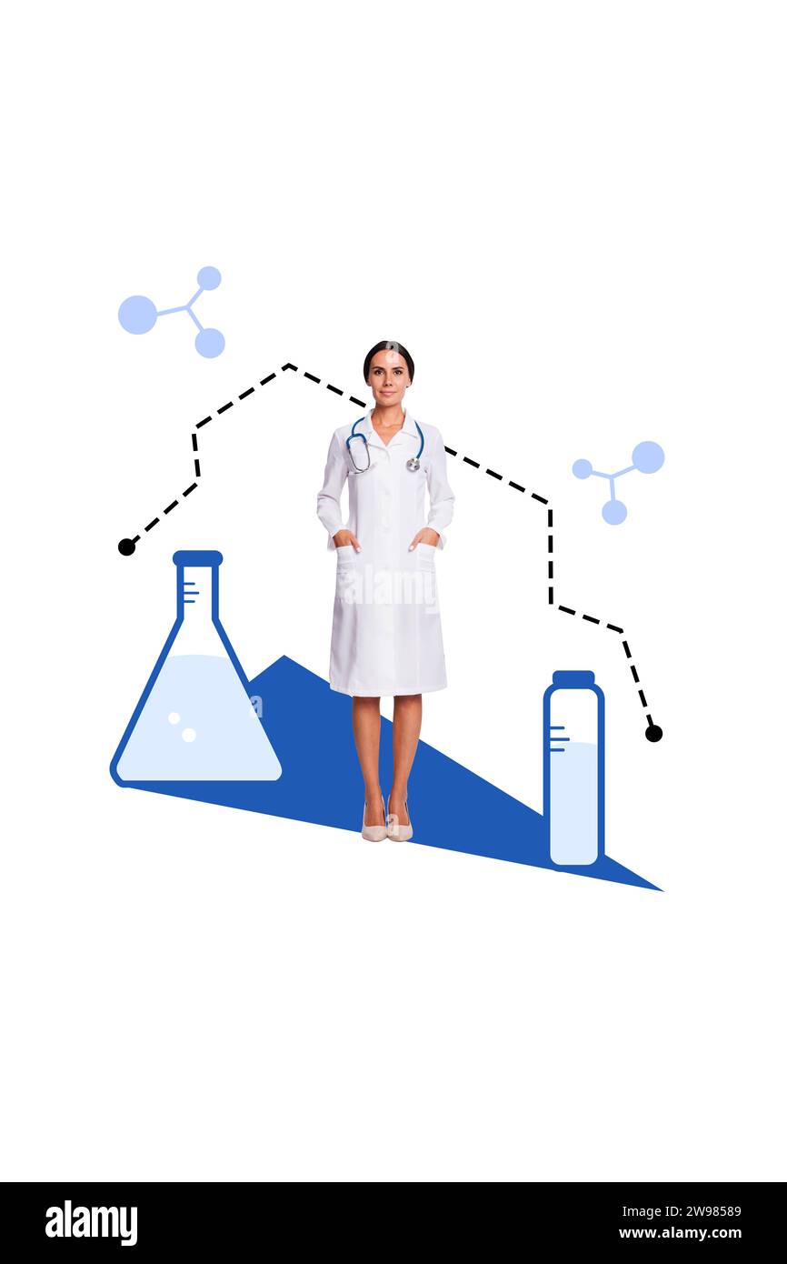 Photo of doctor lady in laboratory collage illustration of professional ...