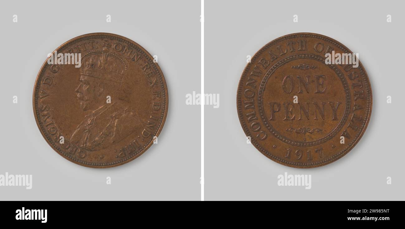 Penny from Australia of King George V, 1917 ,, 1917 coin Bronze mint ...