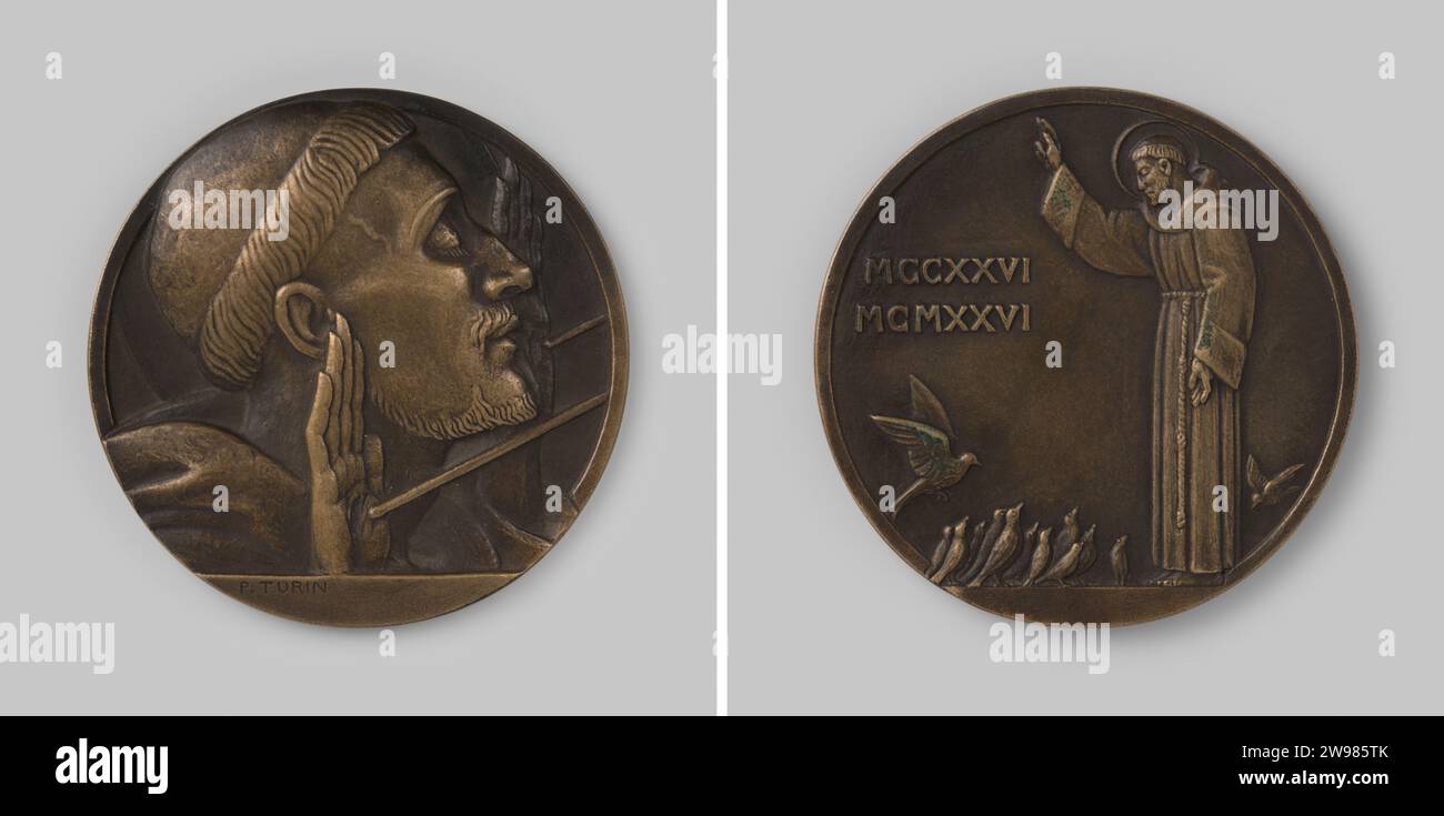 Saint Franciscus 1226-1926, P. Turin, 1926 history medal Bronze medal ...
