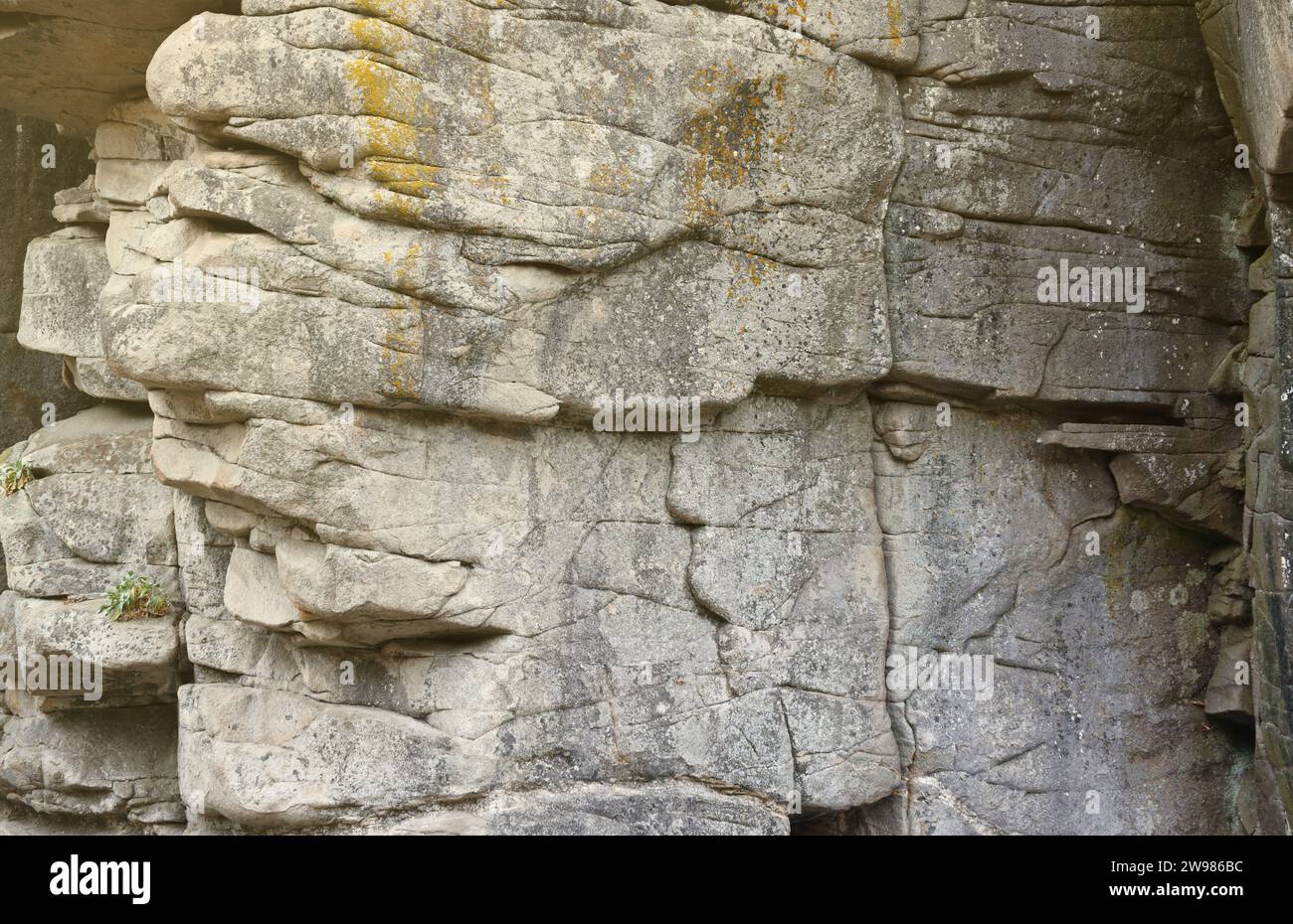 Light coarse natural rock stone background. Mining cliff rough front ...