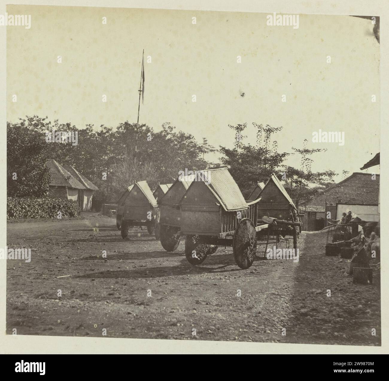 Covered wagons, Woodbury & Page, 1863 - 1869 photograph A group of covered wagons ready for ...
