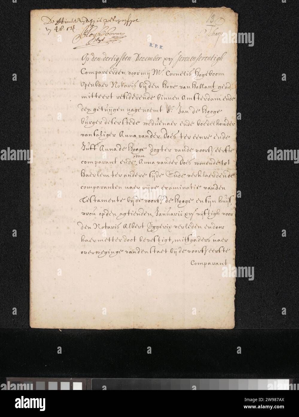 Notarial deed and specification with regard to the estate of Anna van ...