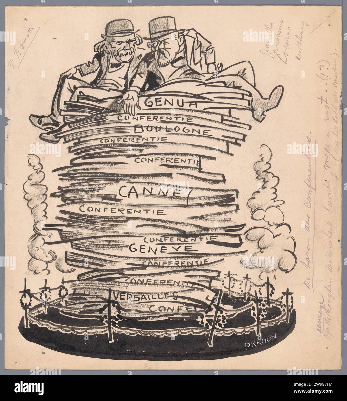 Tower of treaties closed at conferences, 1922, Patricq Kroon, 1922 ...