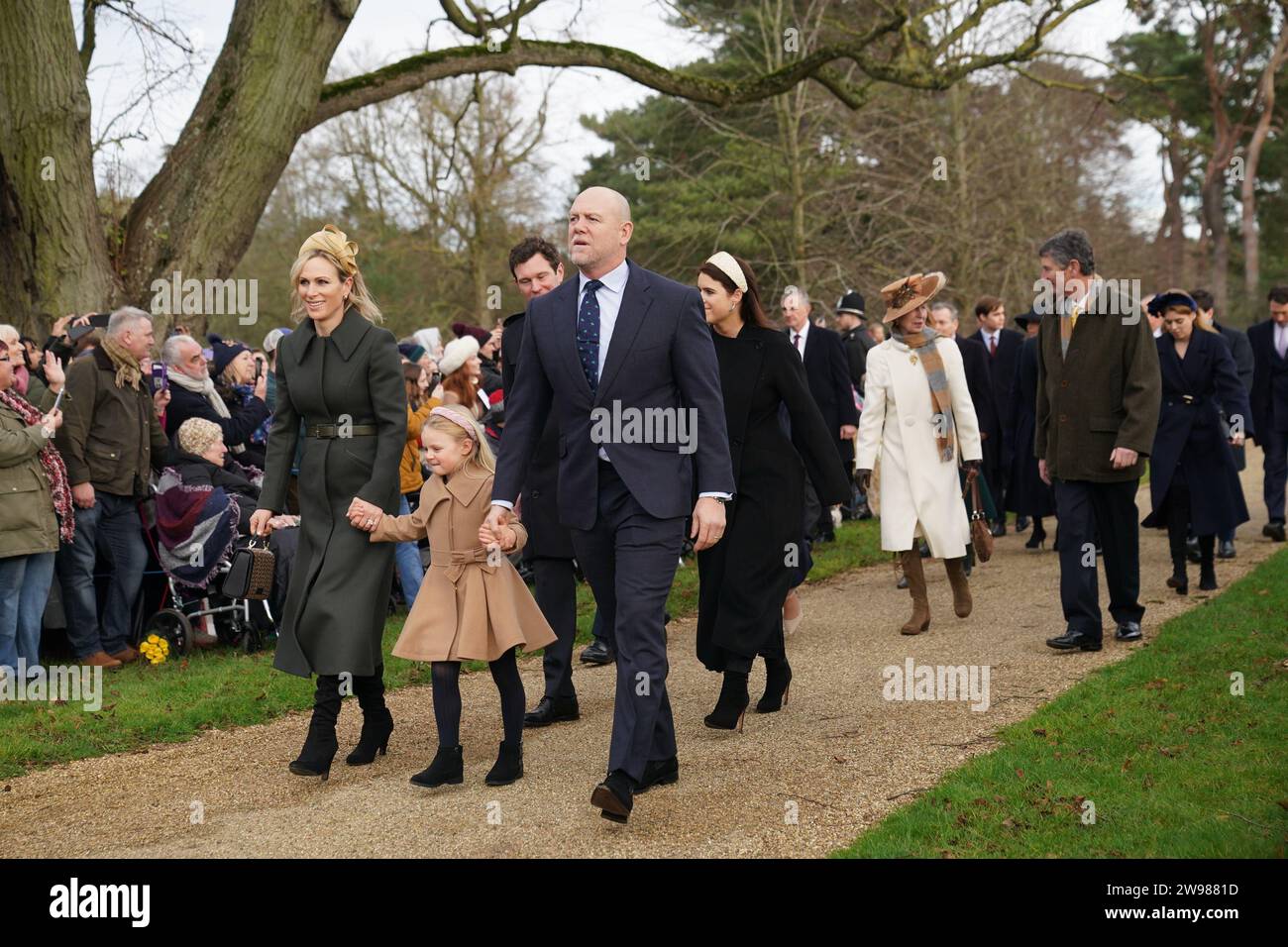 (left to right) Zara Tindall, Lena Tindall, Jack Brooksbank (hidden ...