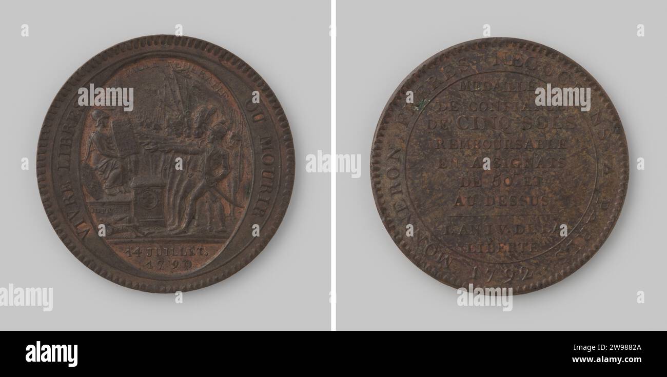 Private 5 Sols from the Monneron brothers from France, 1792 ,, 1792 ...