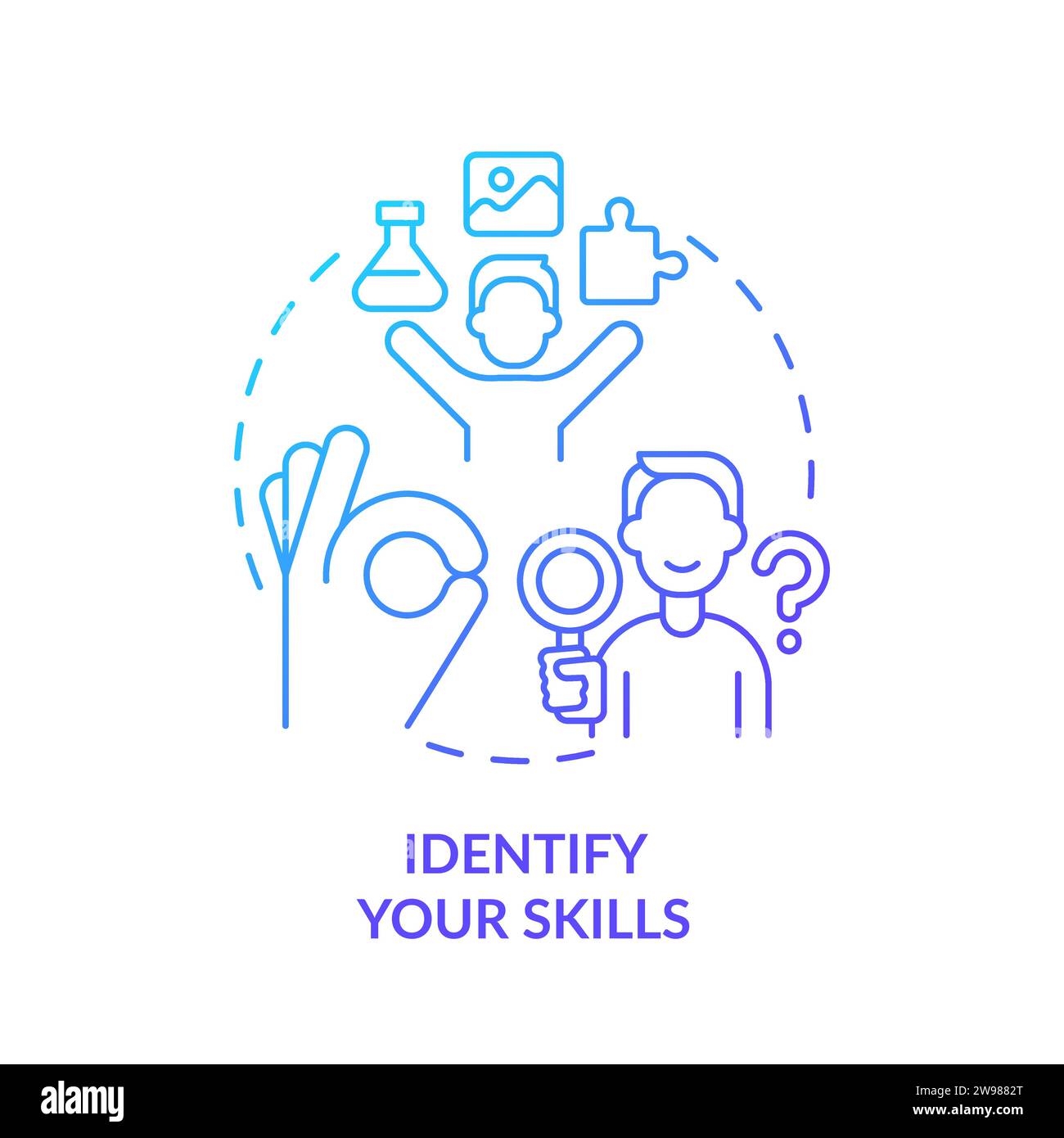 Thin line simple gradient identify your skills icon concept Stock ...