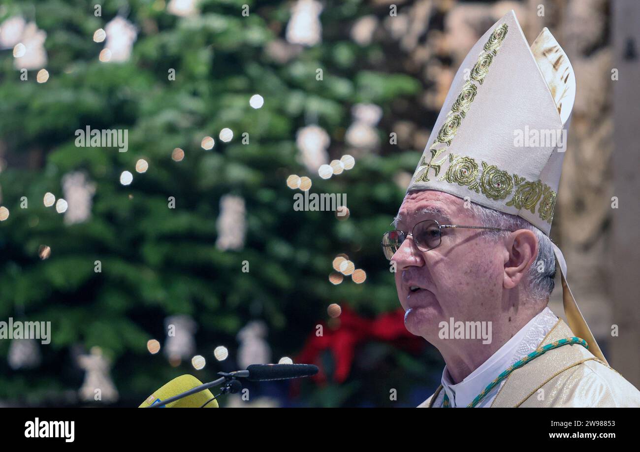 Split, Croatia. 25th Dec, 2023. Archbishop of Split-Makarska Zdenko Krizic leads a Christmas ...
