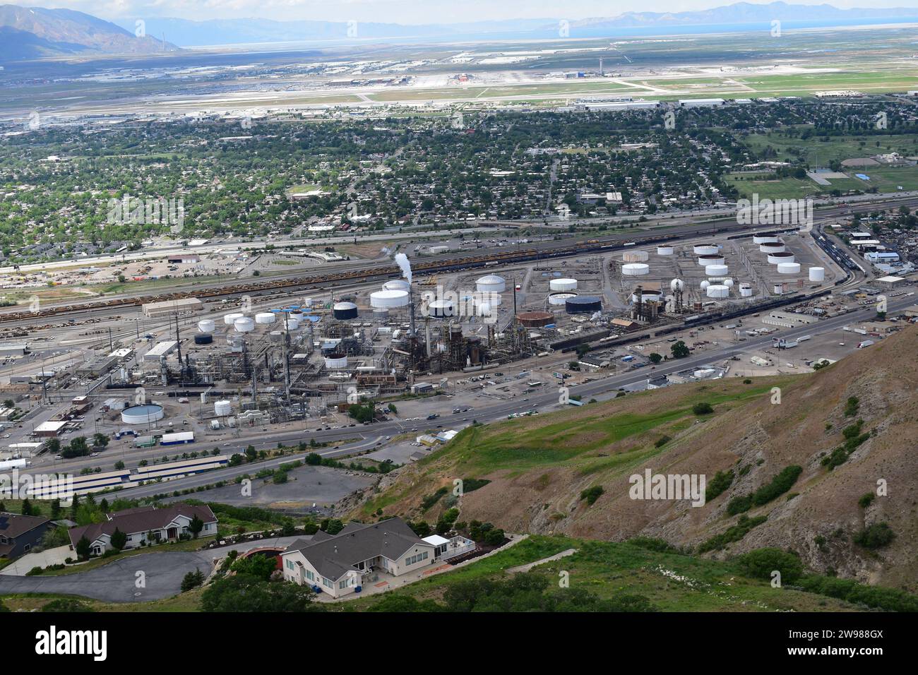 Salt Lake City petrochemical industrial area next to the railway as ...