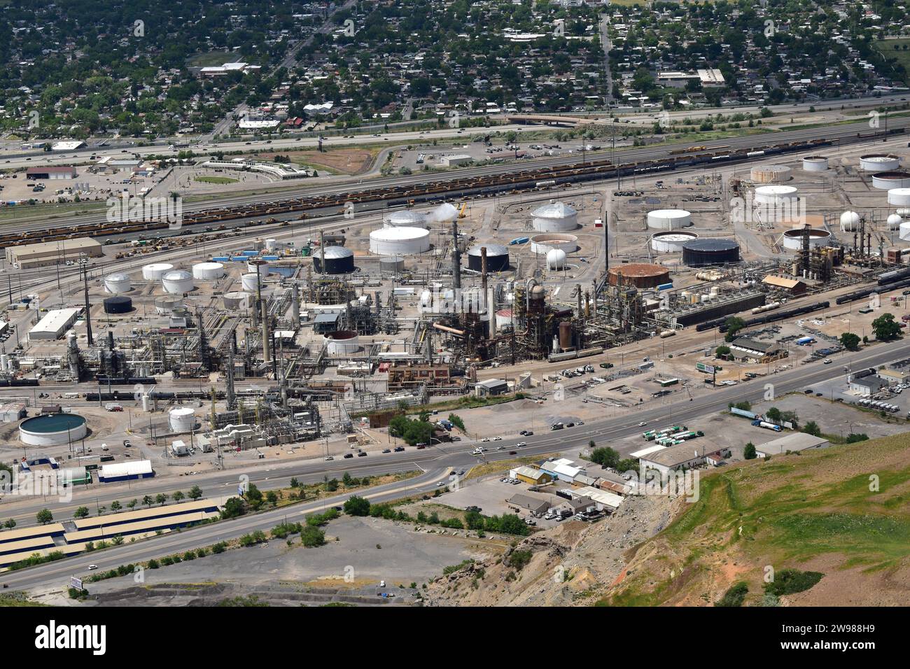 Salt Lake City petrochemical industrial area next to the railway as ...