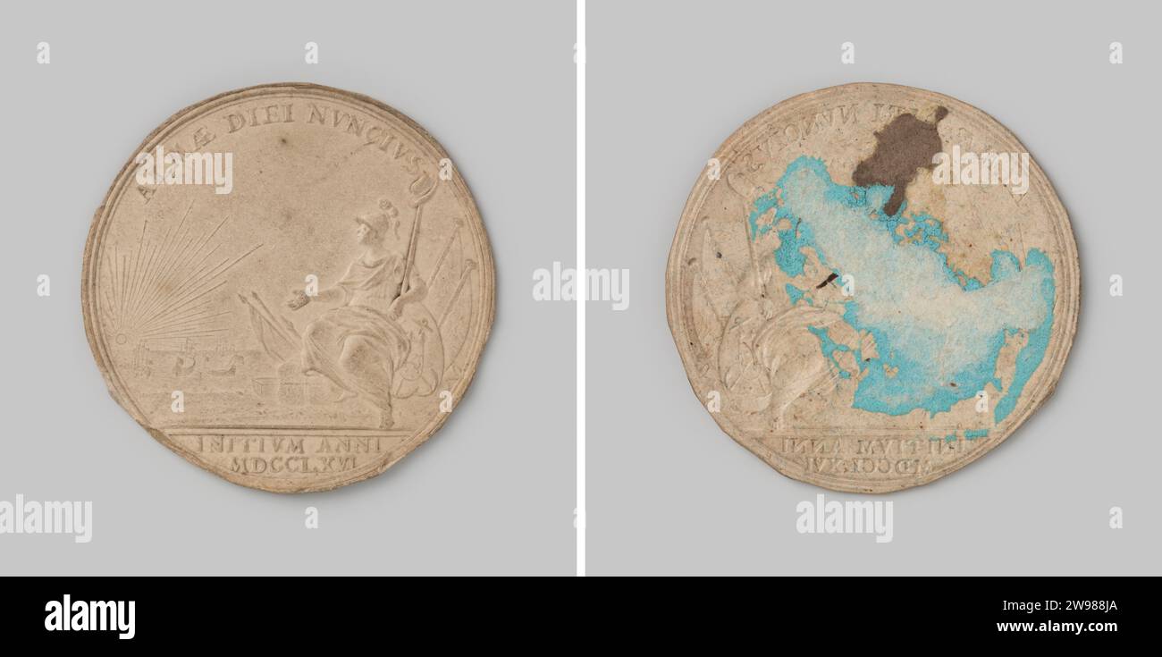 Starting the new year 1764, Johan George Holtzhey, 1763 history medal ...