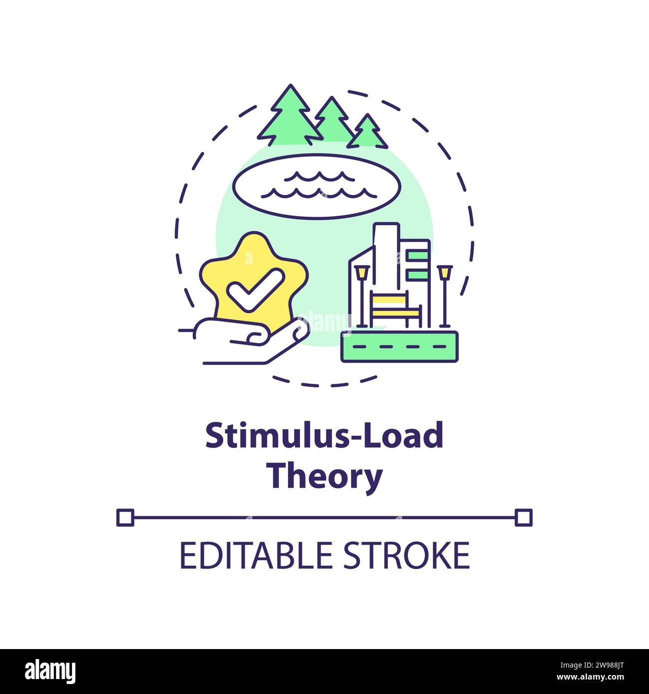 Thin line simple colorful stimulus load theory icon concept Stock ... Thin line simple colorful stimulus load theory icon concept Stock ...