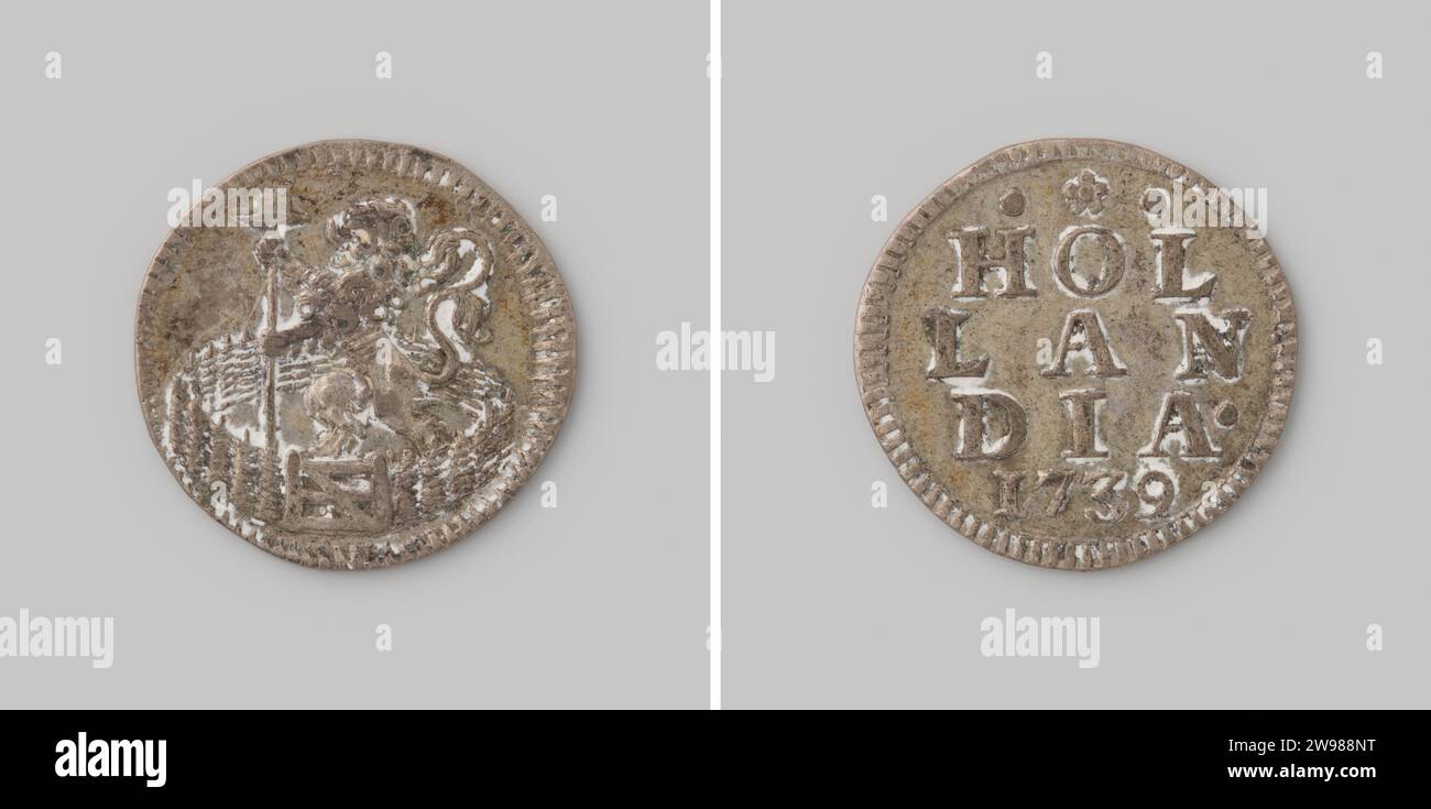 Hollandse Duit, 1739. Afslag in Silver, Province of Holland, 1739 coin ...