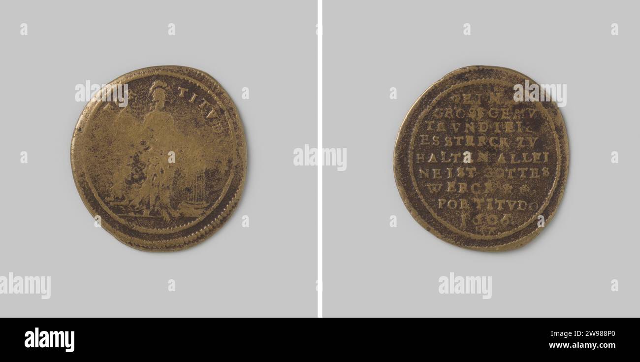 Calculation medal from Nuremberg with Fortitudo 1606, Hans Krauwinckel ...