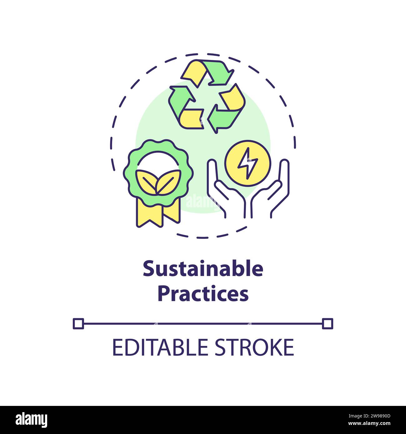 Thin line simple colorful sustainable practices icon concept Stock ... Thin line simple colorful sustainable practices icon concept Stock ...