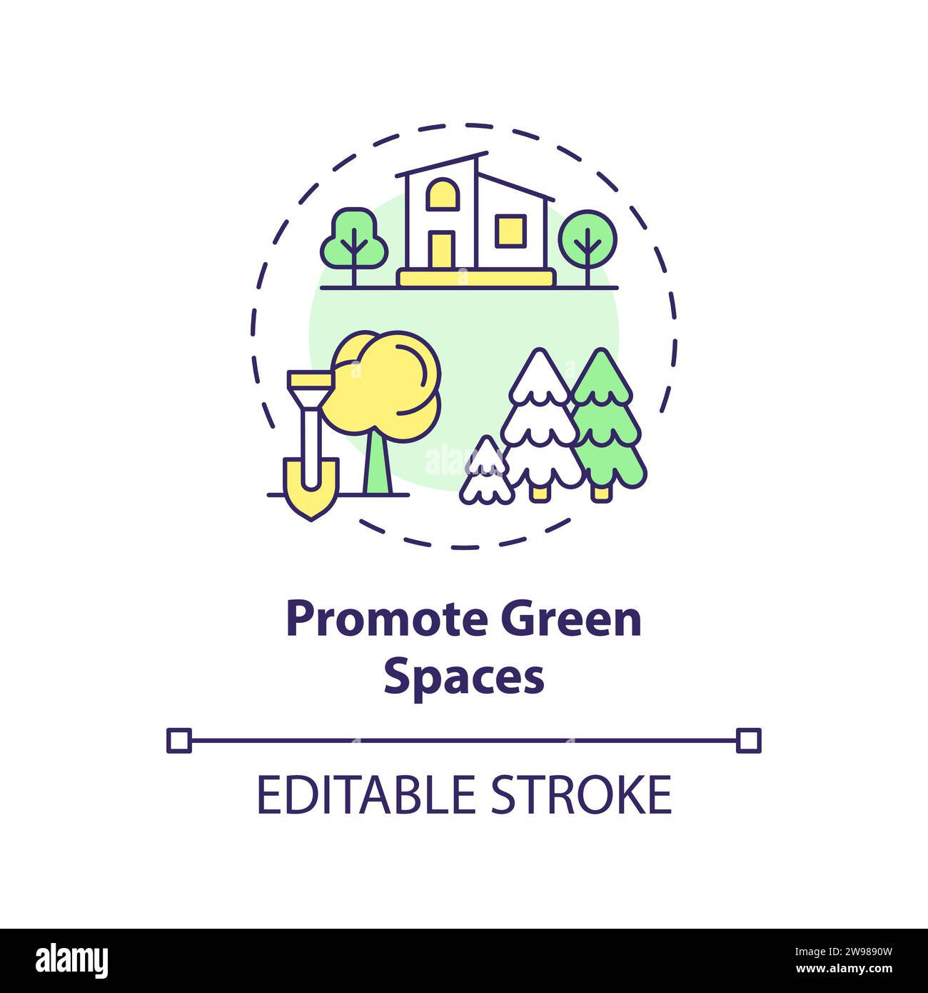 Thin line simple colorful promote green spaces icon concept Stock Vector Image & Art - Alamy