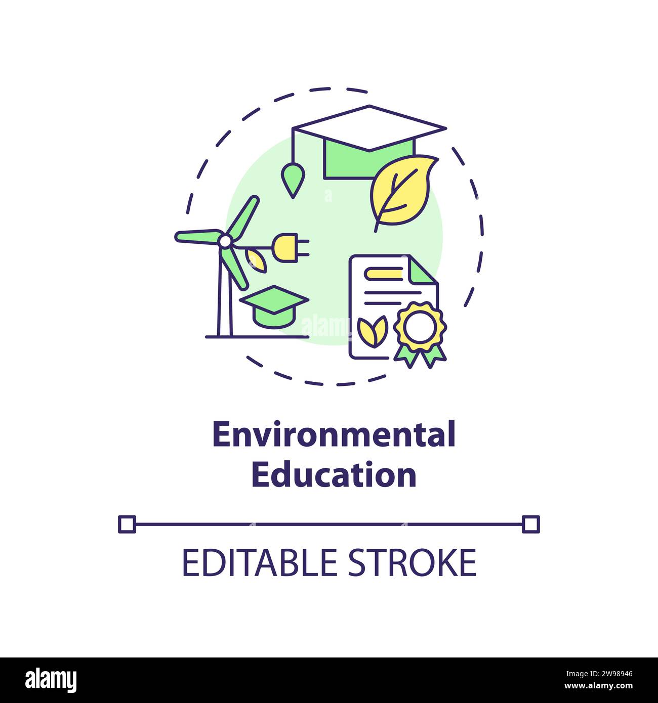 Thin line colorful environmental education icon concept Stock Vector Image & Art - Alamy