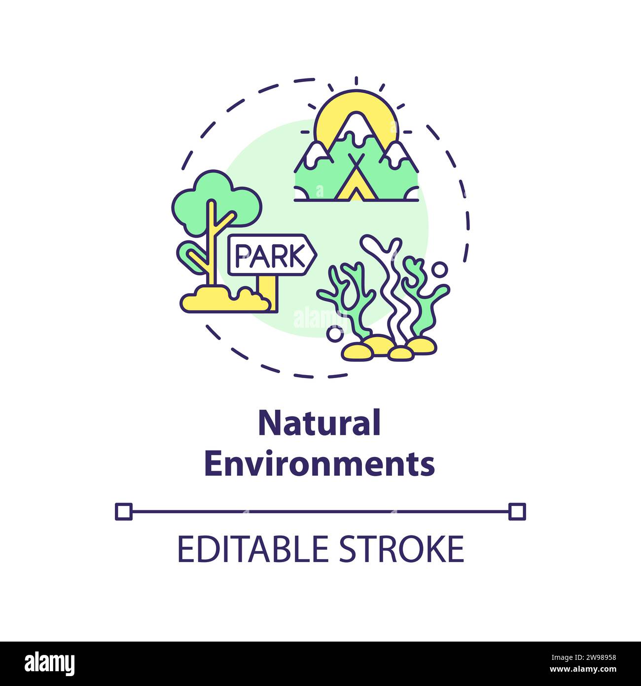 Thin line simple colorful natural environments icon concept Stock ... Thin line simple colorful natural environments icon concept Stock ...