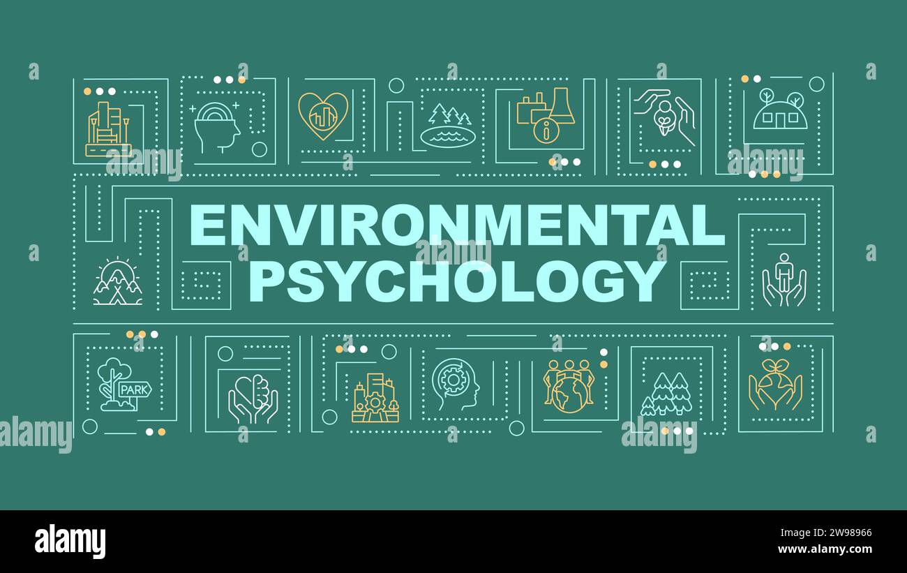 Environmental psychology text with creative thin line icons Stock ...