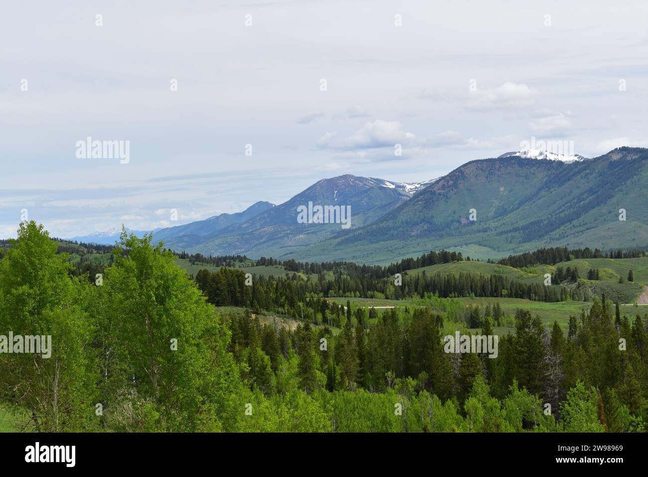 View of the majestic Wyoming landscape and the Rocky Mountains at Salt ...