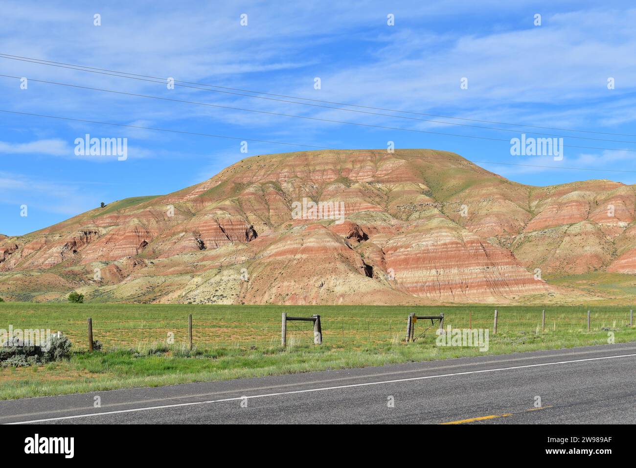 View of the colorful sedimentary sandstone mountains in the west of the ...