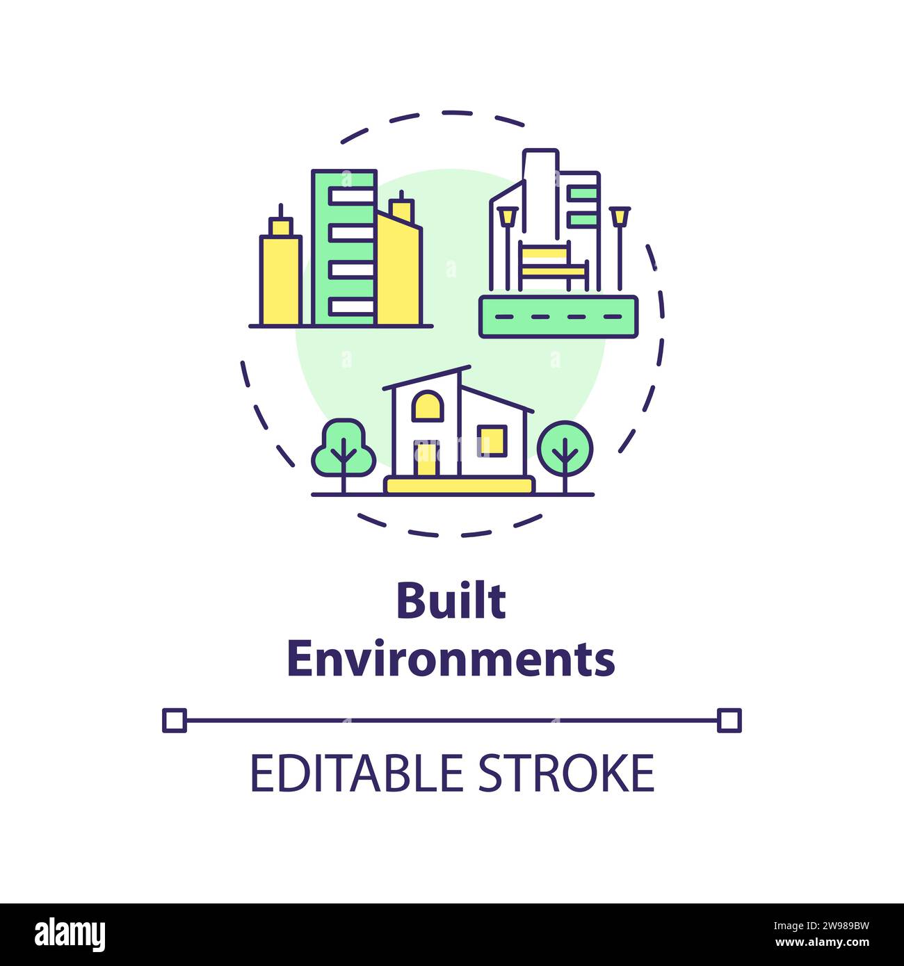 Thin line simple colorful built environments icon concept Stock Vector ... Thin line simple colorful built environments icon concept Stock Vector ...
