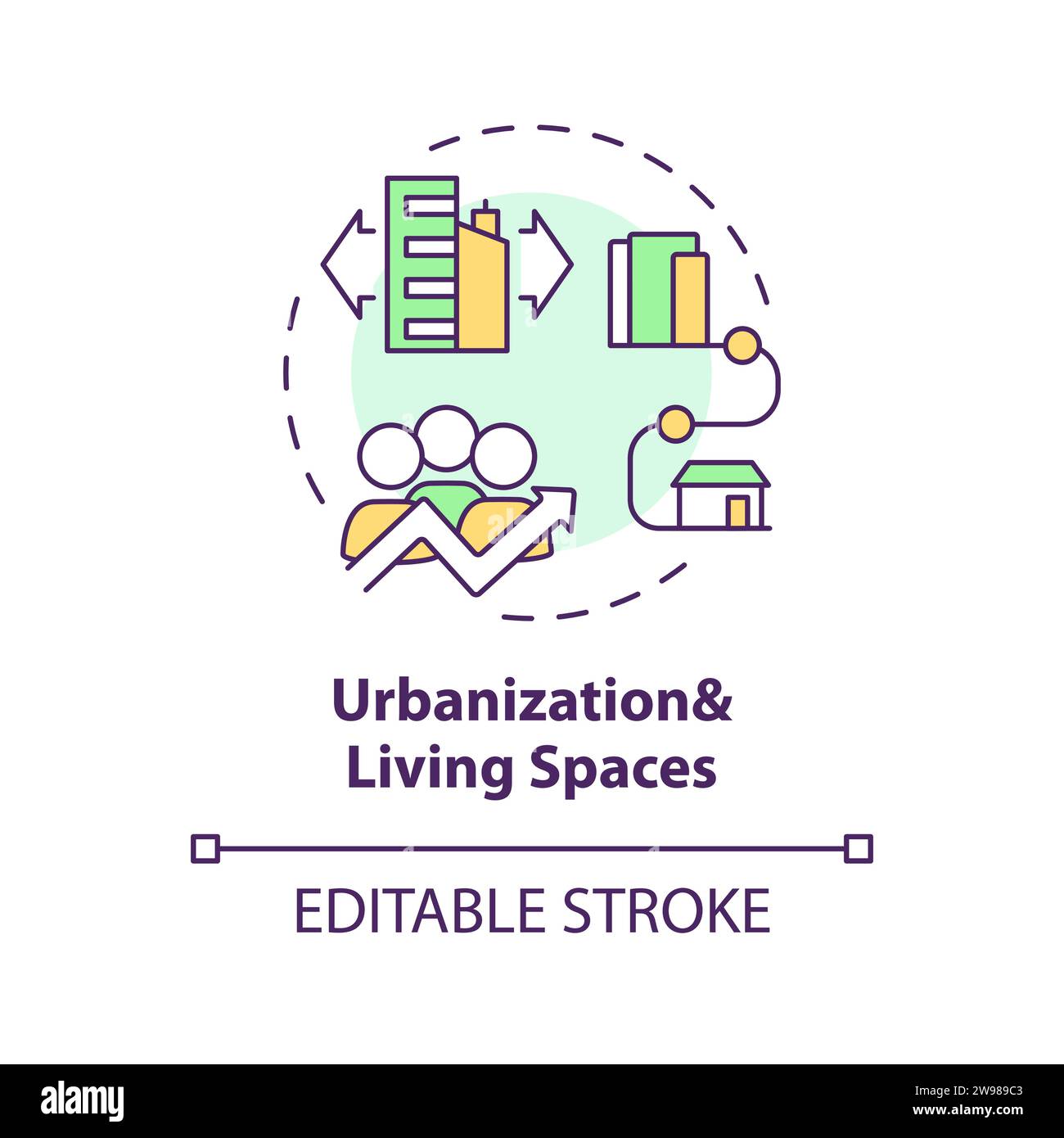 Thin line urbanization and living spaces icon concept Stock Vector Image & Art - Alamy