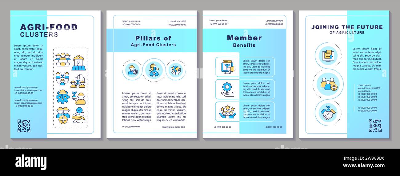 2D creative brochure with agri-food clusters line icons Stock Vector ...