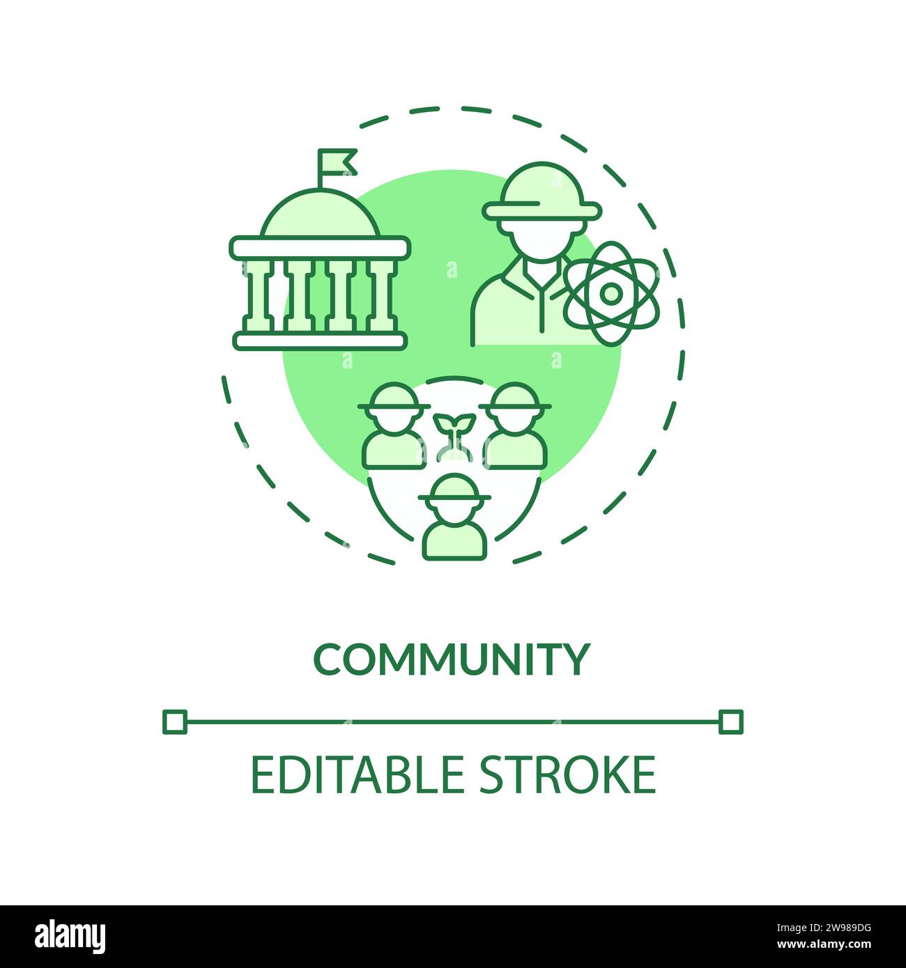 Thin line creative green community icon concept Stock Vector Image ...