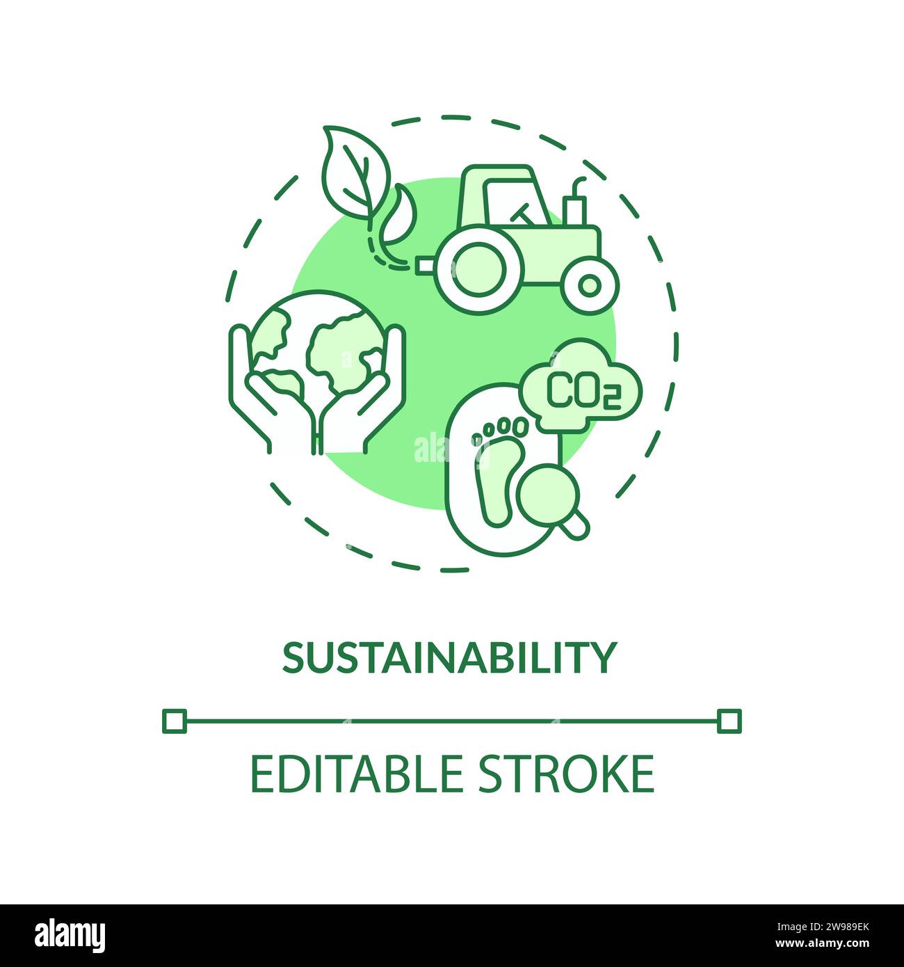 Thin Line Creative Green Sustainability Icon Concept Stock Vector Image
