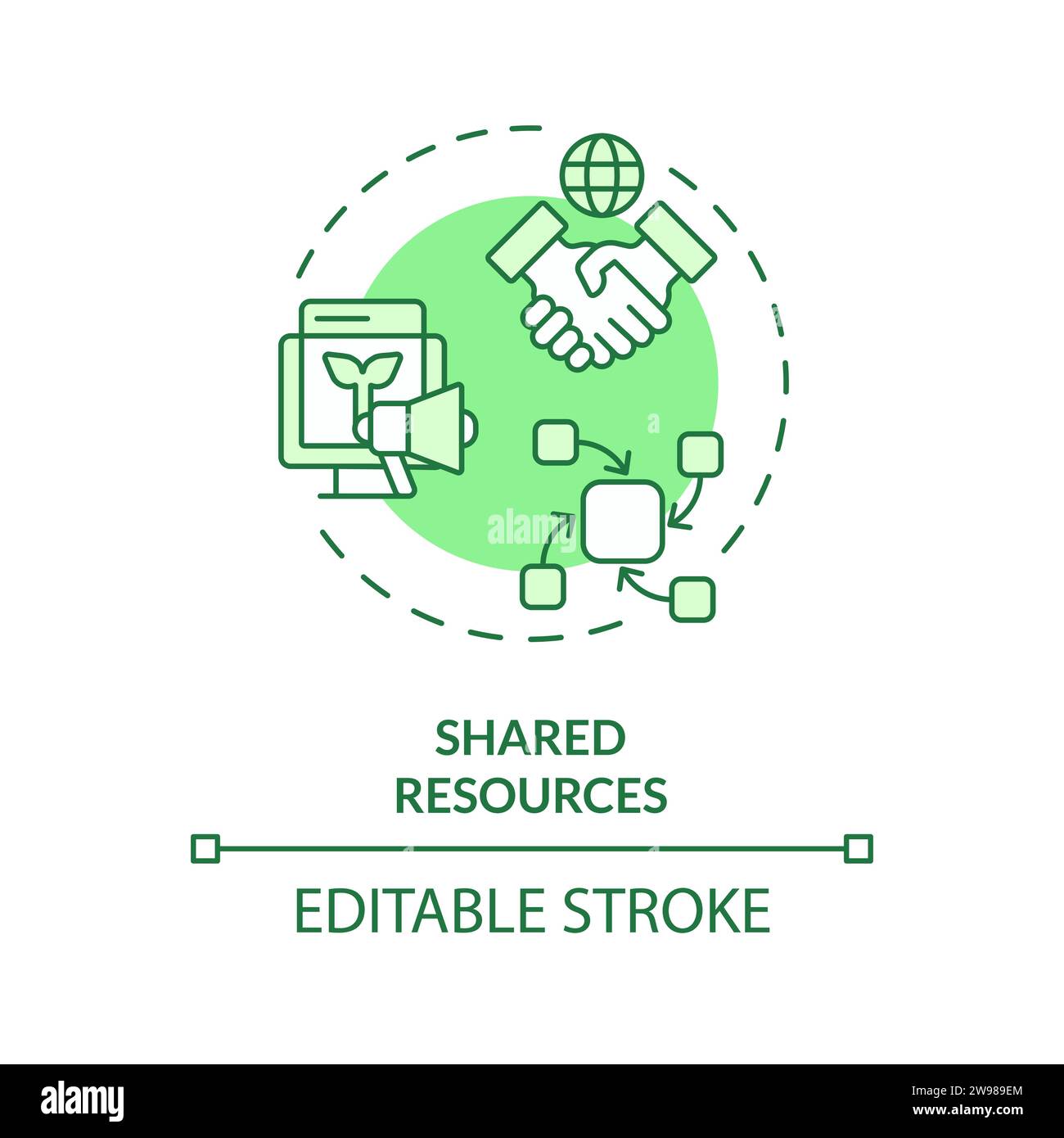 Thin line creative green shared resources icon concept Stock Vector Image & Art - Alamy