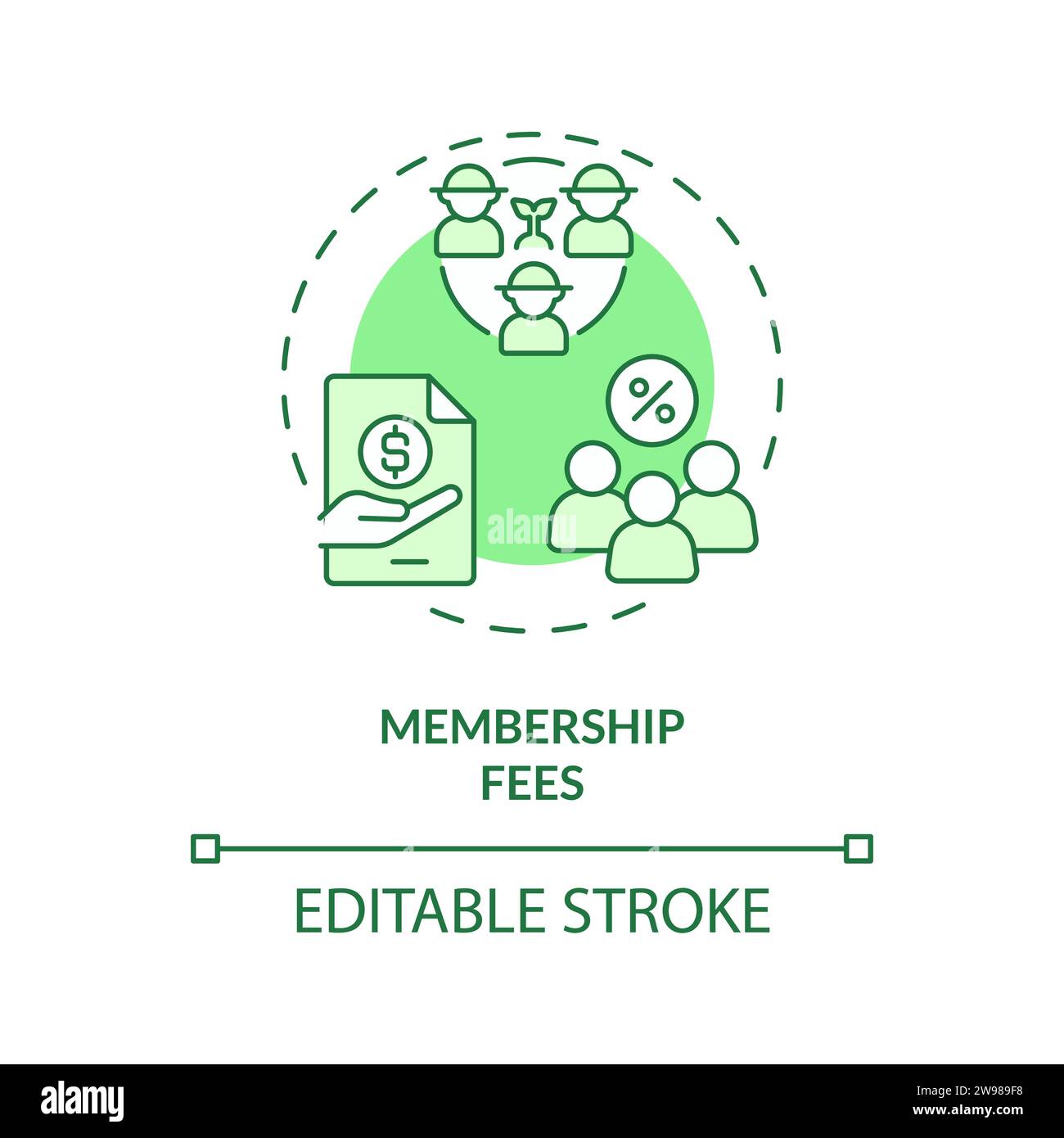 Thin line creative green membership fees icon concept Stock Vector ...