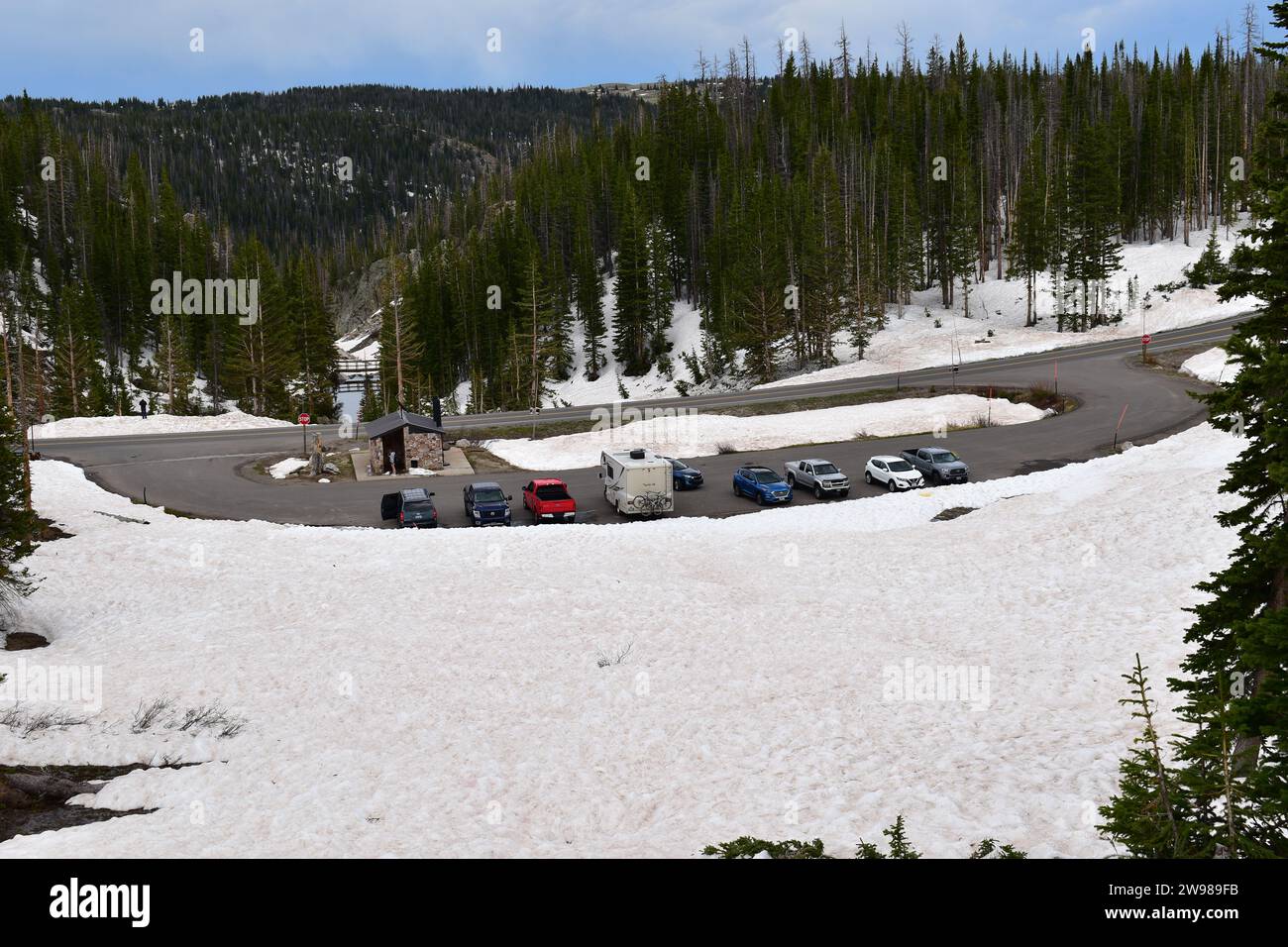 Parking lot at the West Lake Marie Trailhead surrounded by snow in ...
