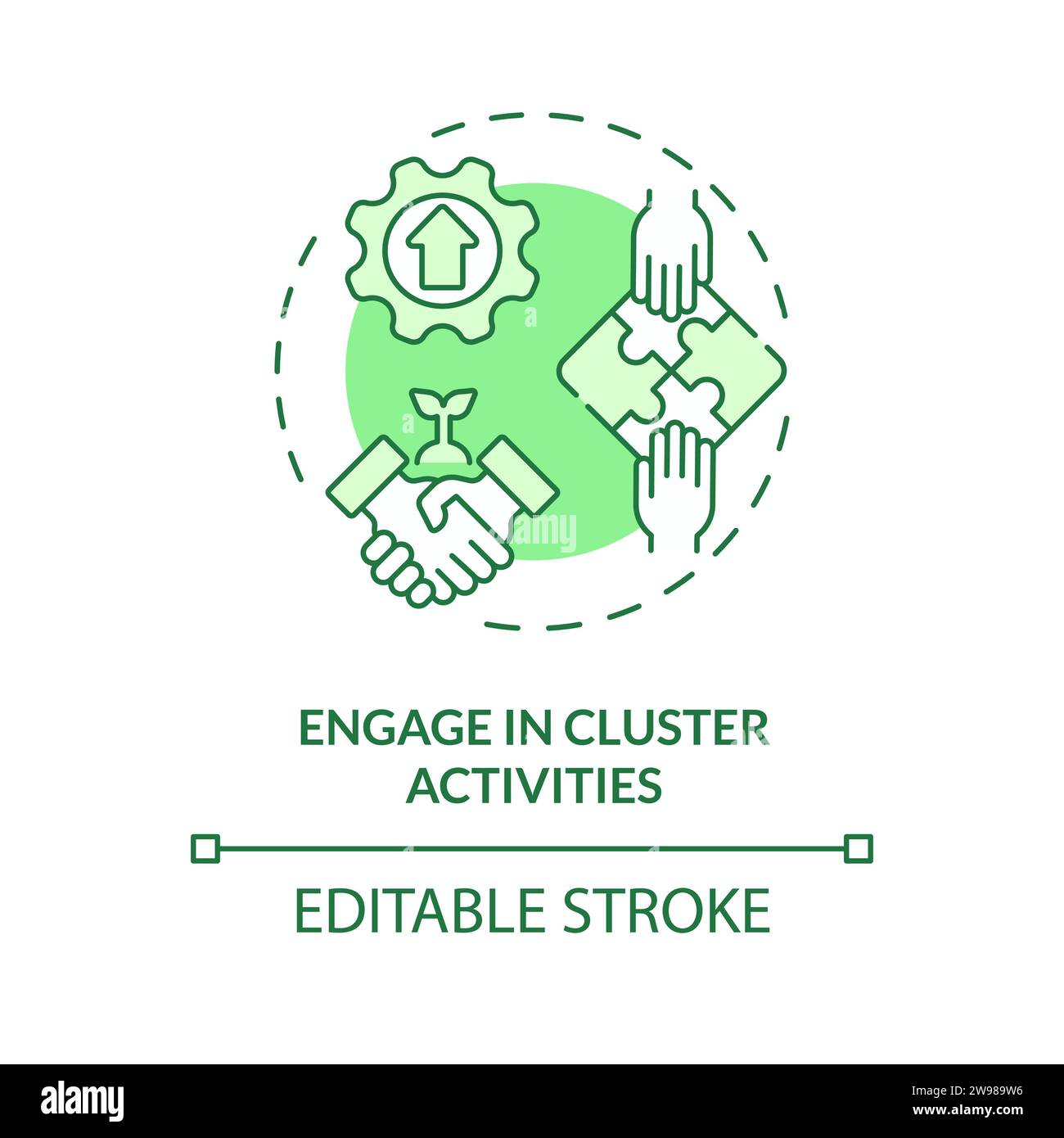 Thin line green engage in cluster activities icon concept Stock Vector Image & Art - Alamy