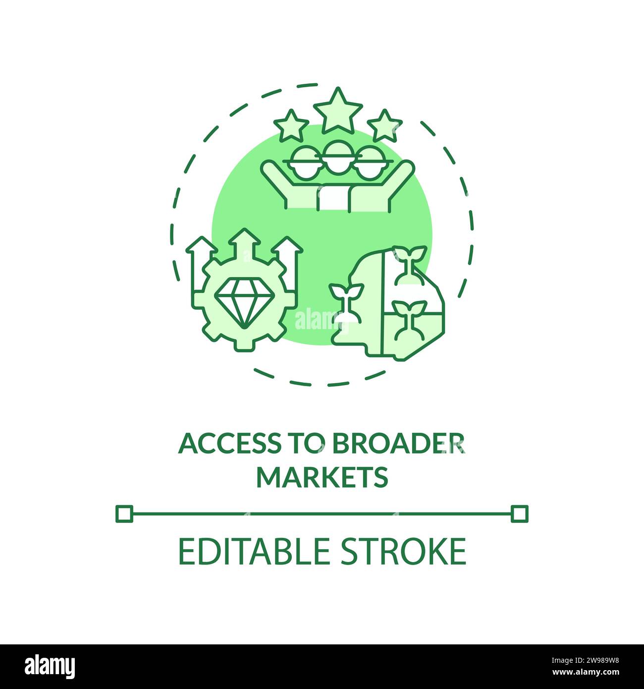 Thin line green access to broader markets icon concept Stock Vector Image & Art - Alamy