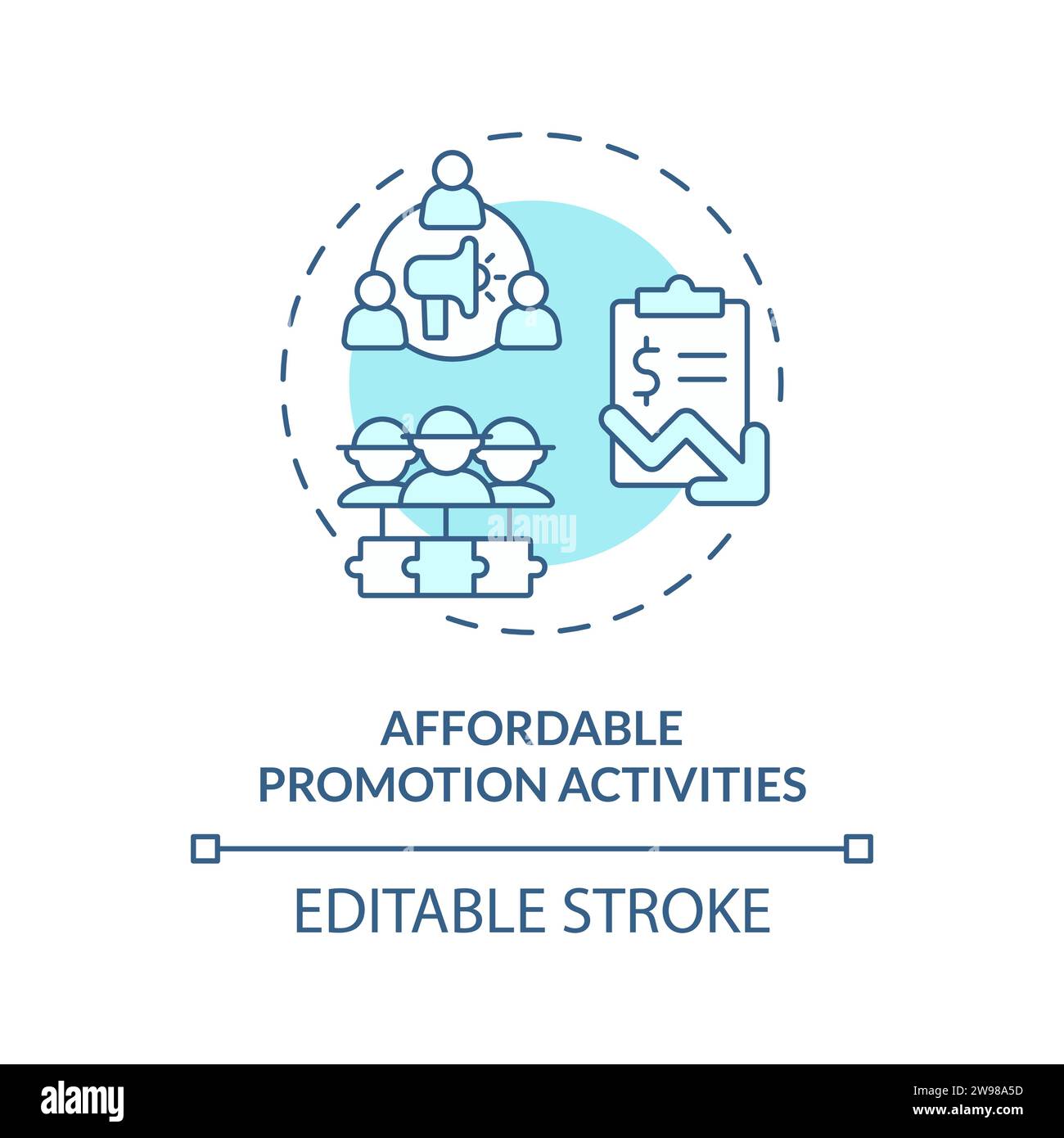 Thin line blue affordable promotion activities icon concept Stock Vector Image & Art - Alamy