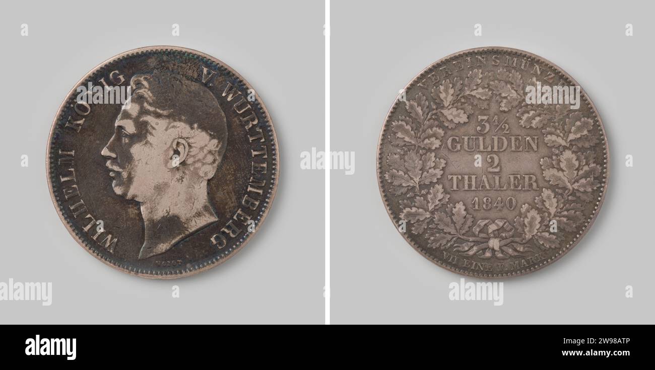Double taler from the Kingdom Wurtemberg of Wilhelm I, 1840 ,, 1840 ...