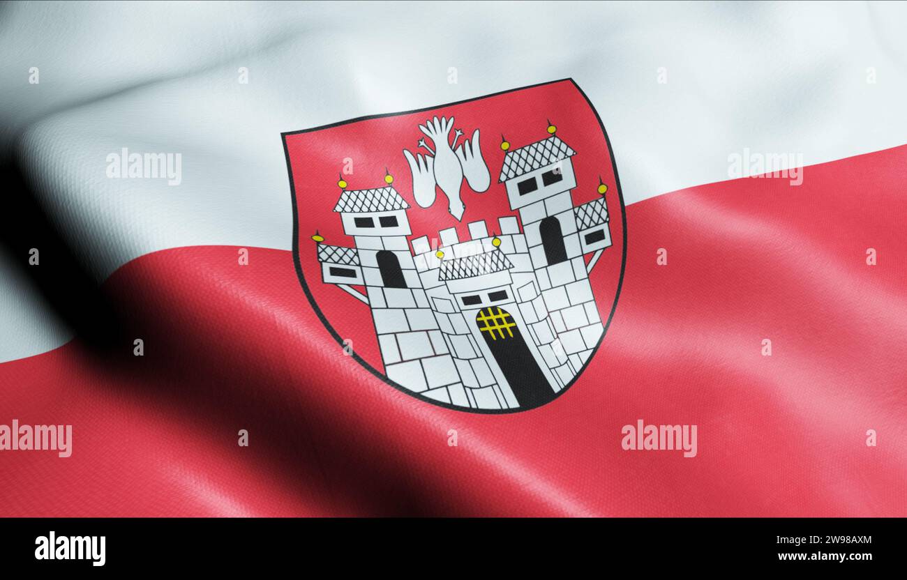 3D Illustration of a waving Slovenian city flag of Maribor Stock Photo ...