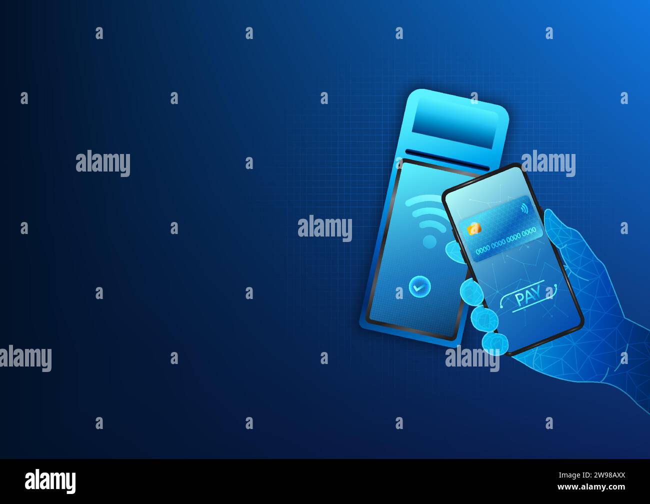 Financial technology A smartphone connected to a credit card to scan ...