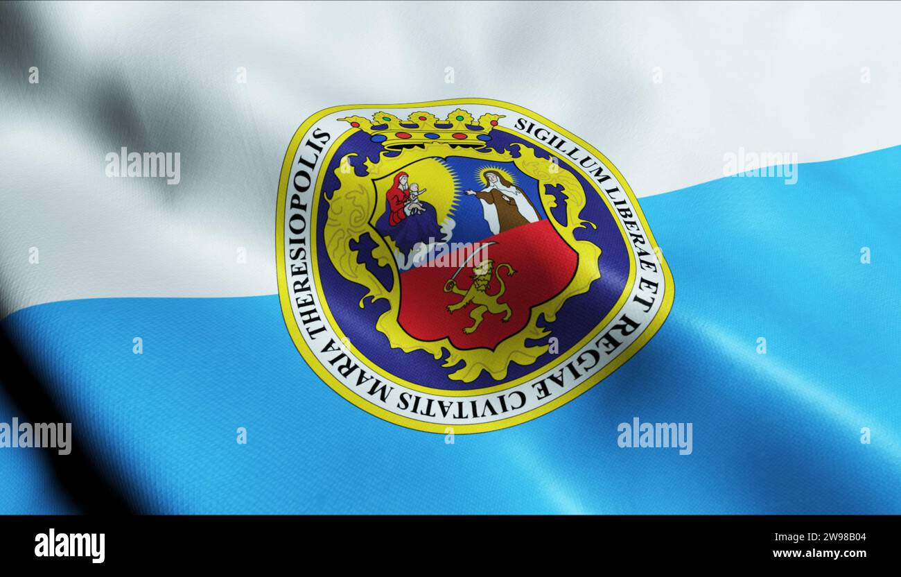 3D Illustration of a waving Serbian city flag of Subotica Stock Photo ...