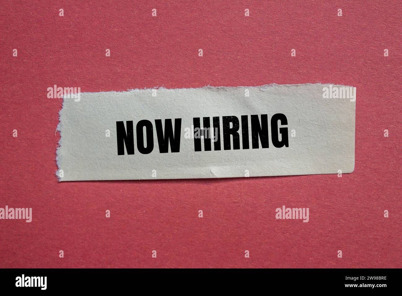 Now hiring lettering on ripped paper. Business recruitment concept ...