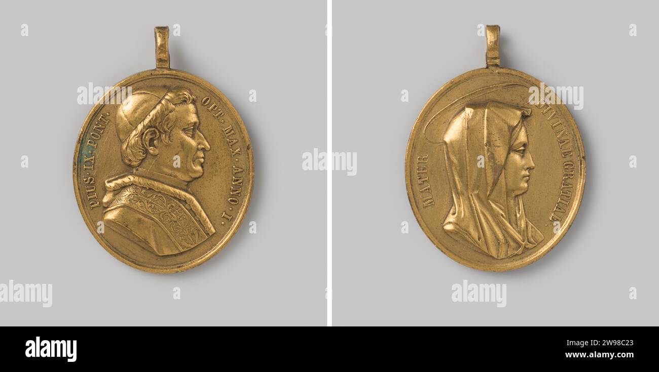 Religious carrying sign with Pope Pius IX, 1846 - 1878 history medal ...