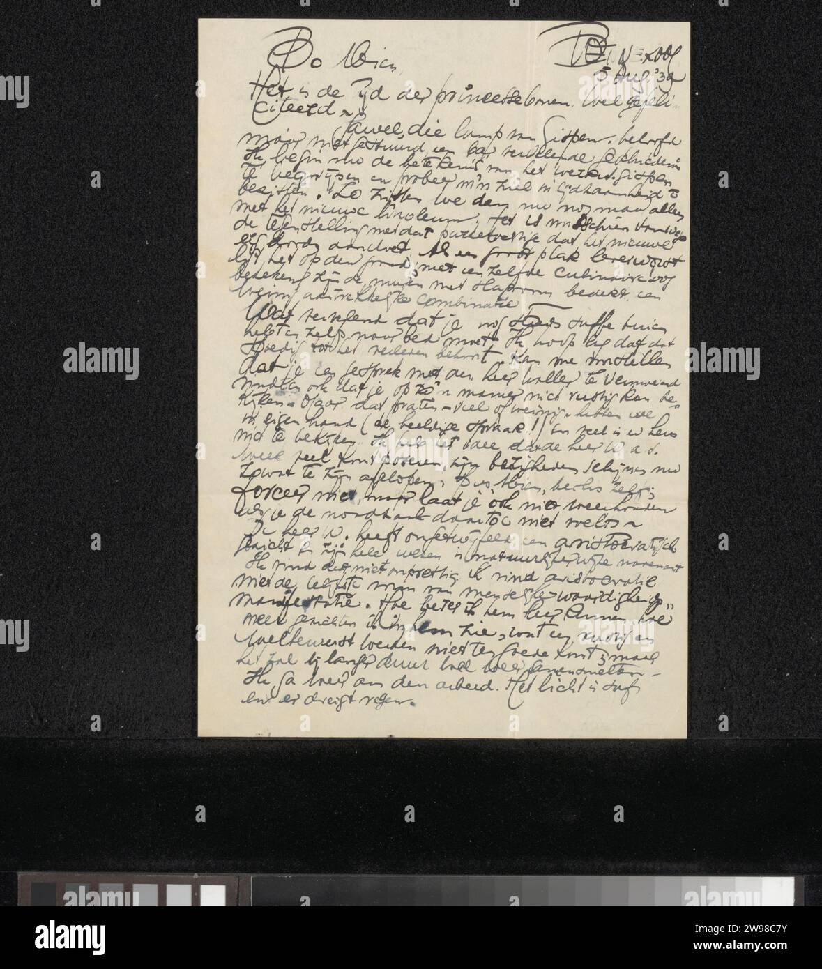 Letter to Mien Cambier van Nooten, Dick Ket, 1939 letter Bennekom paper ...