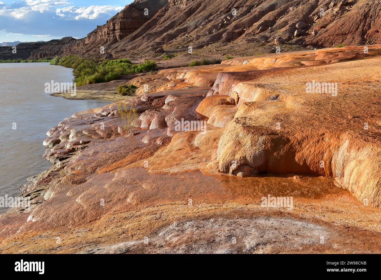 Mineral deposits downstream from the Crystal Geyser in Green River ...