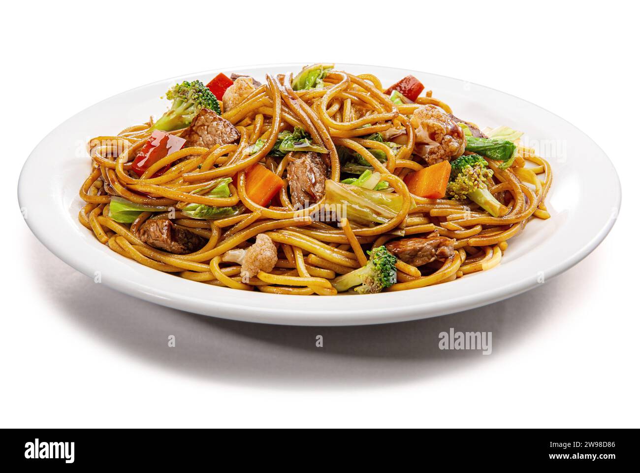 Chinese yakisoba noodle dish, with fresh ingredients: broccoli ...