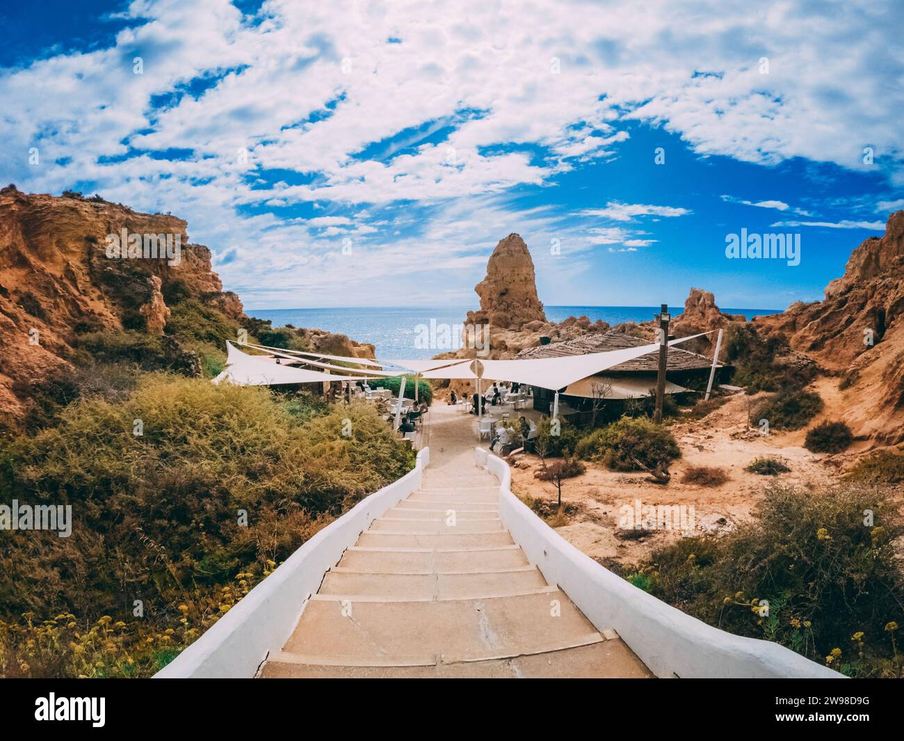Algar Seco natural monument near Carvoeiro in Portugal. Karst landscape ...