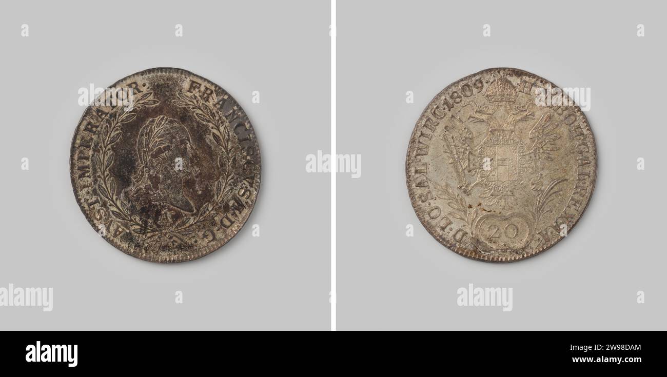 20 Kreuzer from the Empire Austria of Franz I, 1809 ,, 1809 coin Silver ...
