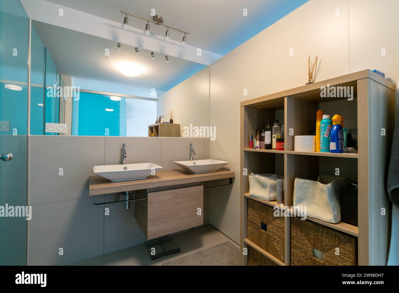 an image of newly fitted bathroom sinks in a mediterranean apartment ...