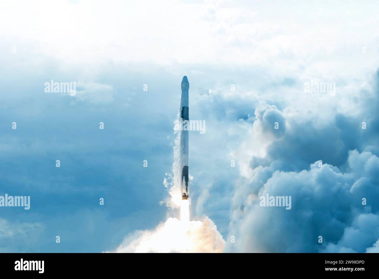 Rocket launch into space. Elements of this image furnished by NASA ...